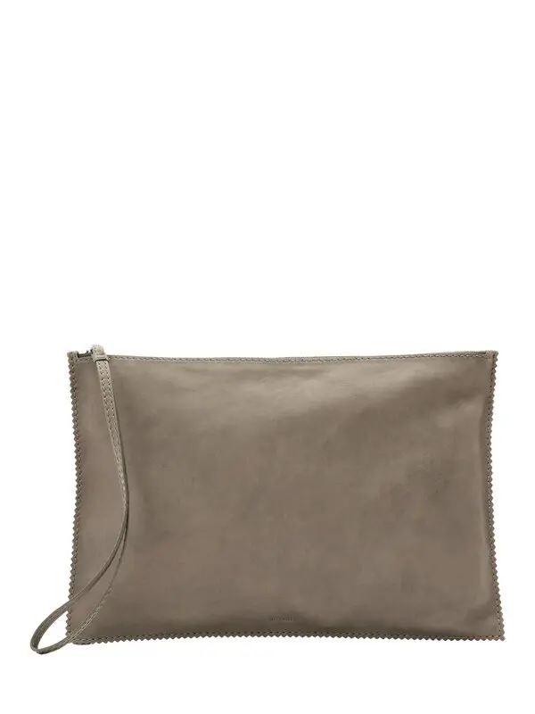 ALLSAINTS Large Leather Pouch - Grey