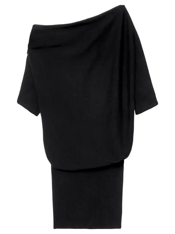 ALLSAINTS Ellie Asymmetric Knitted Cotton Mini Dress - Black