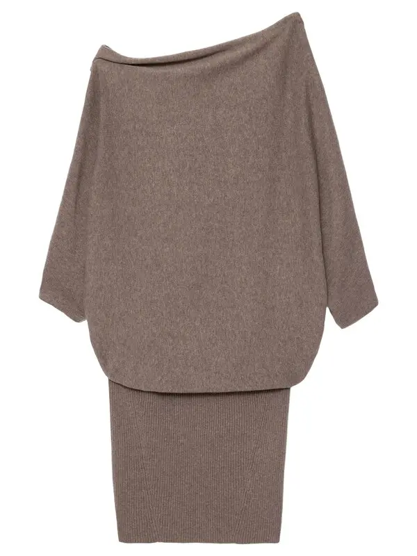ALLSAINTS Ellie Asymmetric Knitted Cotton Mini Dress - Brown