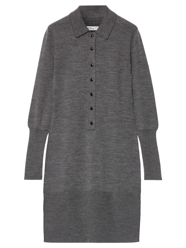 ALLSAINTS Coyte Merino Wool Polo Dress - Grey