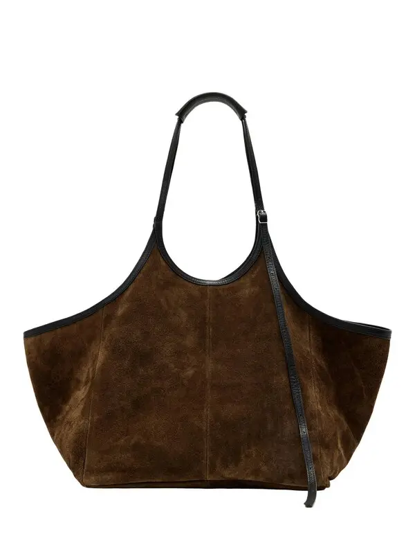 ALLSAINTS Siloh Oversized Suede Tote Bag - Green