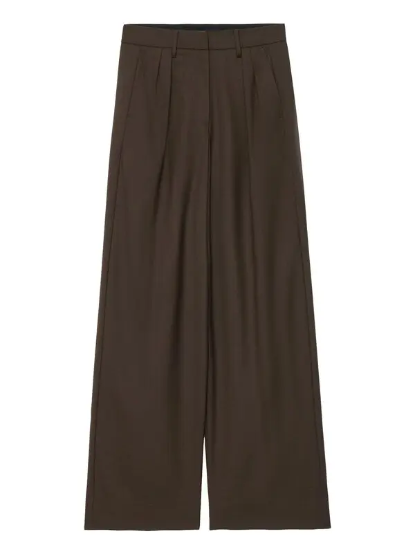 ALLSAINTS Laura Double-pleat Relaxed Wool-blend Pants - Brown