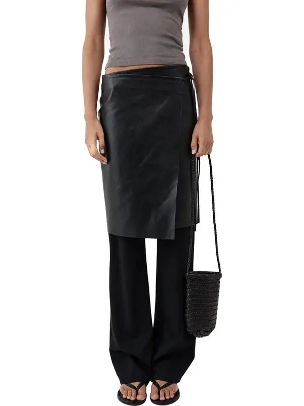ST. AGNI Woven Leather Sling Bag - Black
