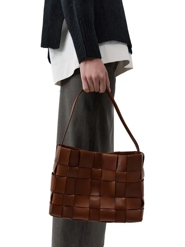 ST. AGNI Woven Mini Tote - Chestnut