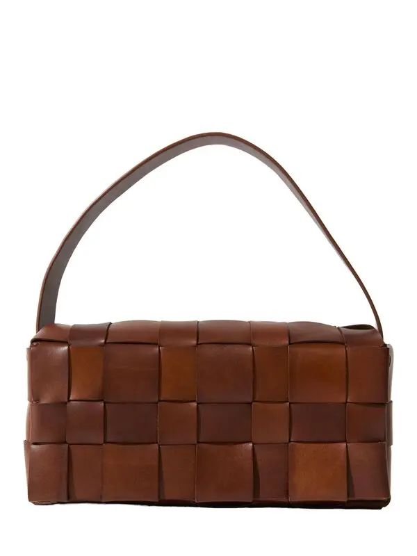 ST. AGNI Woven Envelope Slim Tote - Chestnut