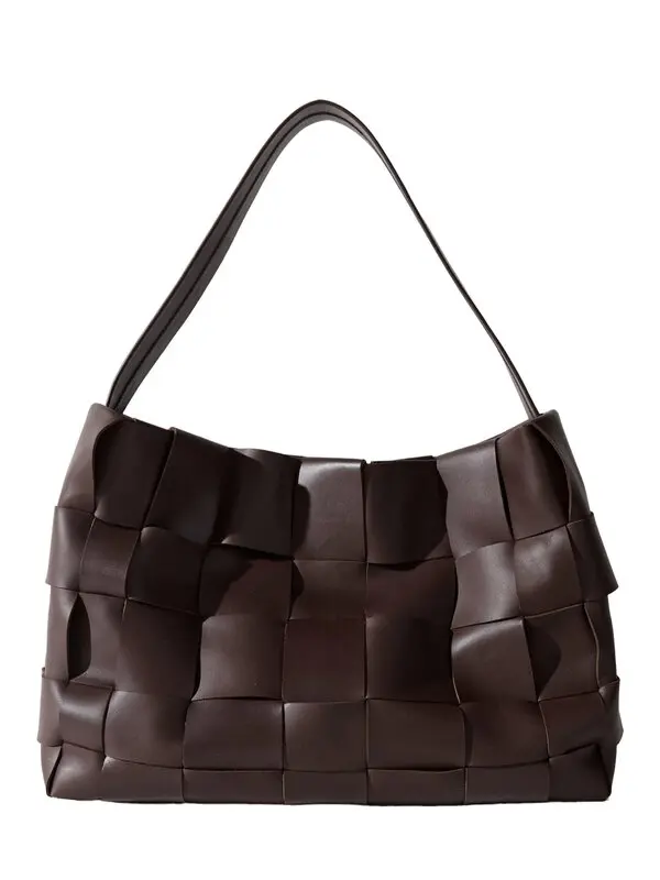 ST. AGNI Woven Large Tote Bag - Chocolate