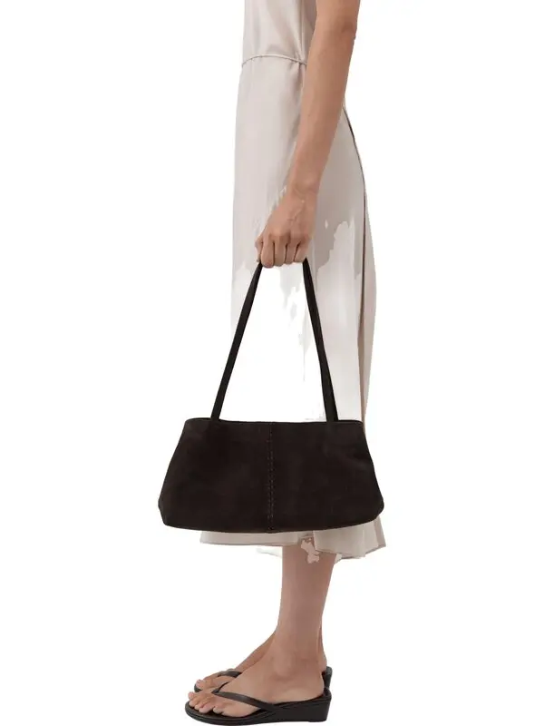 ST. AGNI Suede Origami Tote - Coffee
