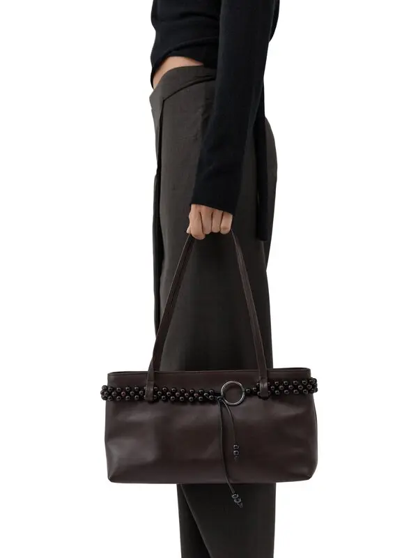 ST. AGNI Bead Belt Detail Shoulder Bag - Coffee