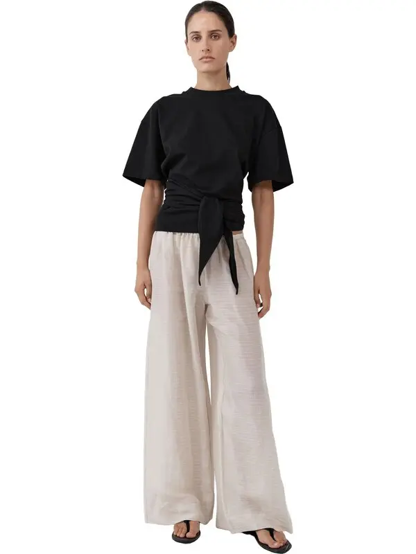 ST. AGNI Cotton Jersey Split Back Tee - Black
