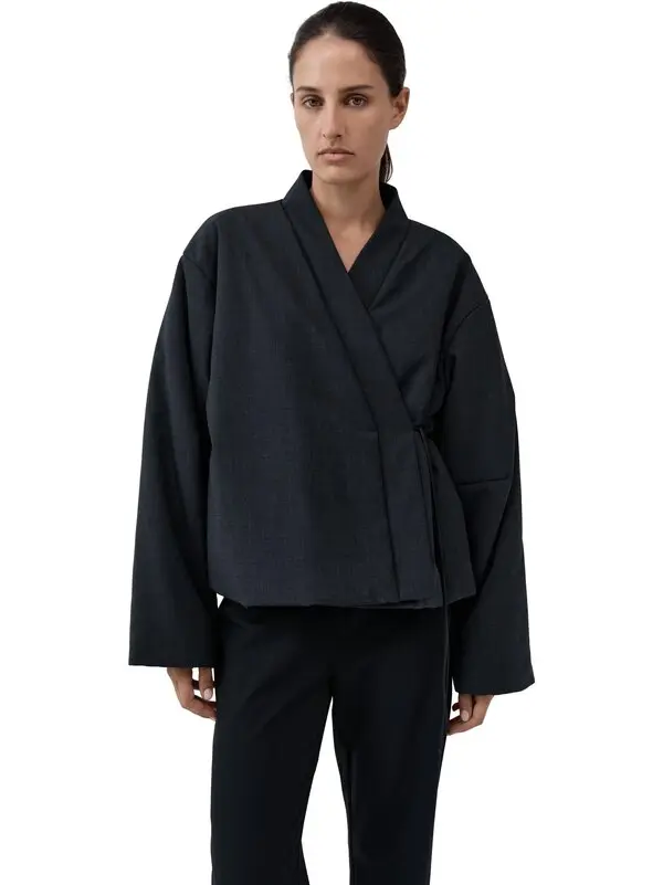 ST. AGNI Pillow Wool Wrap Jacket - Dark Graphite