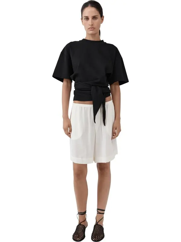 ST. AGNI Silk Everyday Relaxed Shorts - Tofu