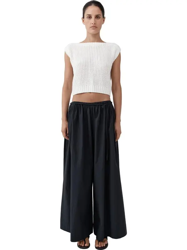 ST. AGNI Cotton Hybrid Wide Leg Pants - Black