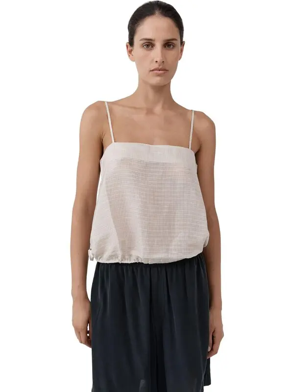 ST. AGNI Woven Check Drawstring Cami - Soft Ash