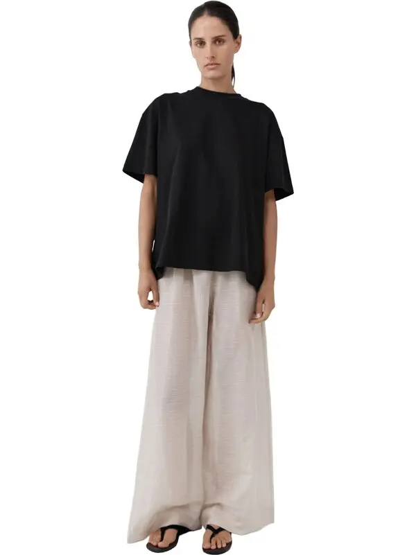 ST. AGNI Woven Check Relaxed Pants - Soft Ash