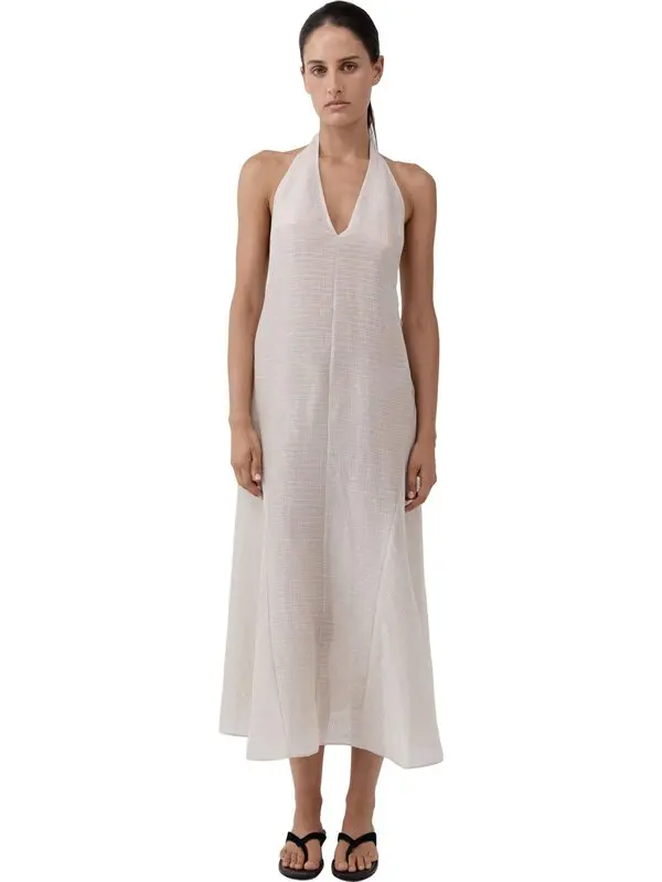 ST. AGNI Woven Check Halter Dress - Soft Ash