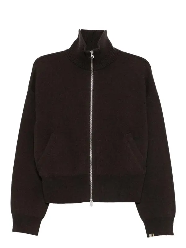 Extreme Cashmere Zip-up High Neck Cardigan - Brown