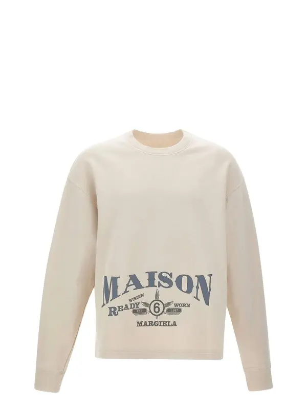 MAISON MARGIELA Graphic Crewneck Sweatshirt - Ecru