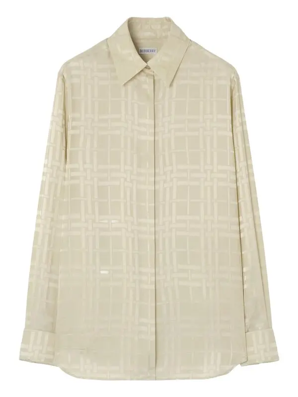 Burberry Silk House Check Jacquard Shirt - White