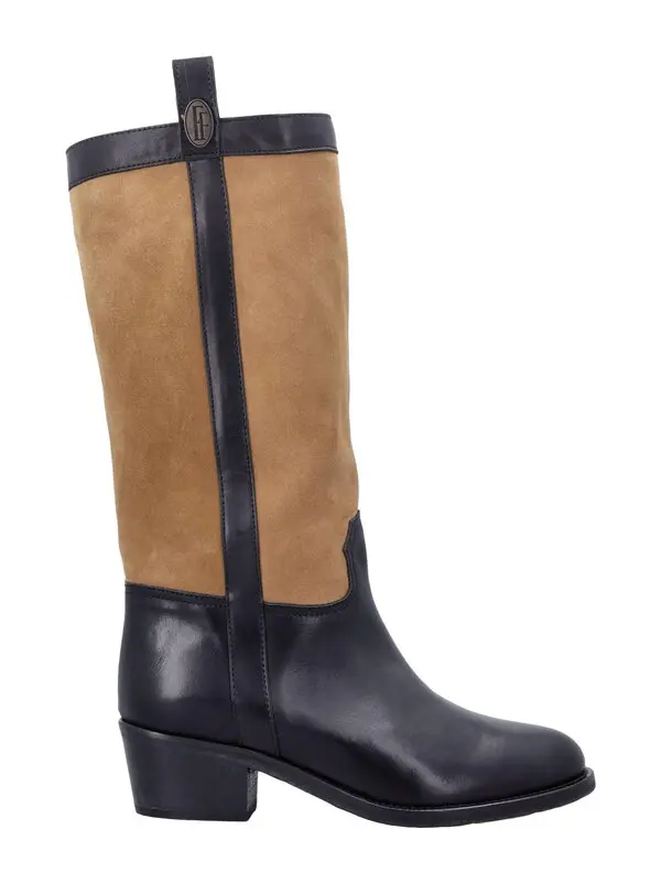 FORTELA Suede And Leather Tall Boots - Beige