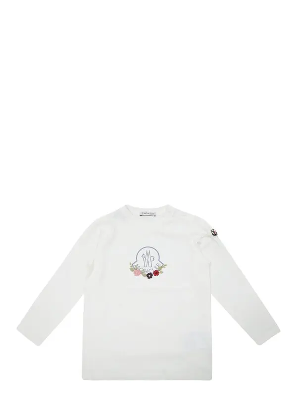 Moncler Embroidered Logo Cotton T-shirt - Bianco