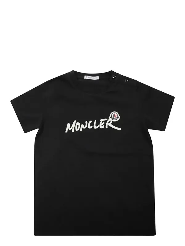 Moncler Embroidered Logo Cotton T-shirt - Nero