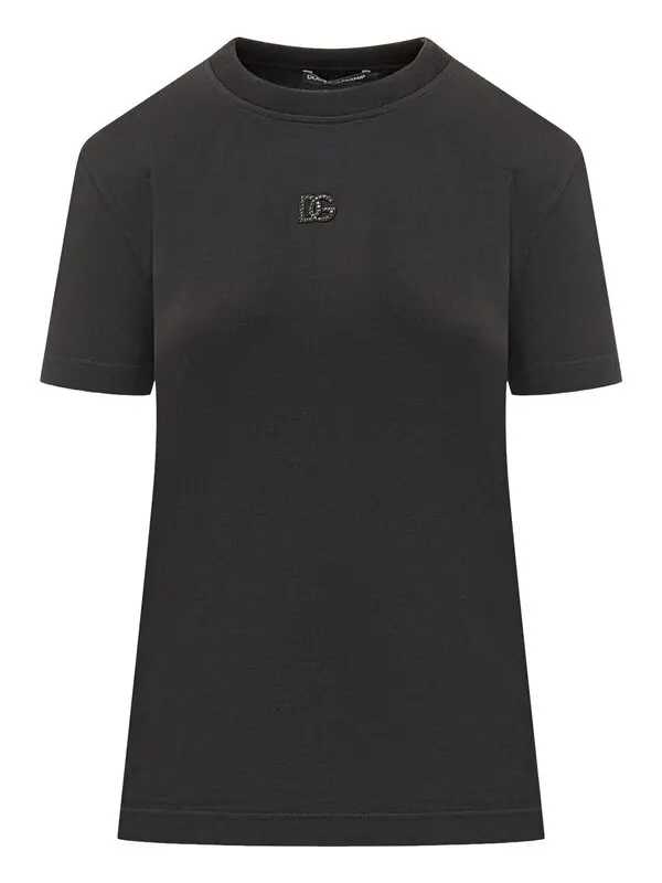 Dolce & Gabbana Embellished Logo Crewneck T-shirt - Nero