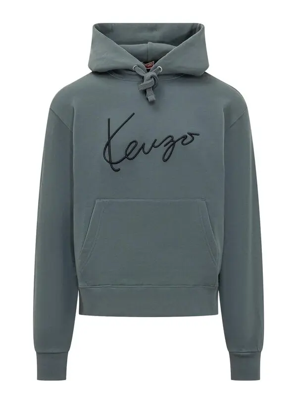 Kenzo Script Logo Pullover Hoodie - Anthracite