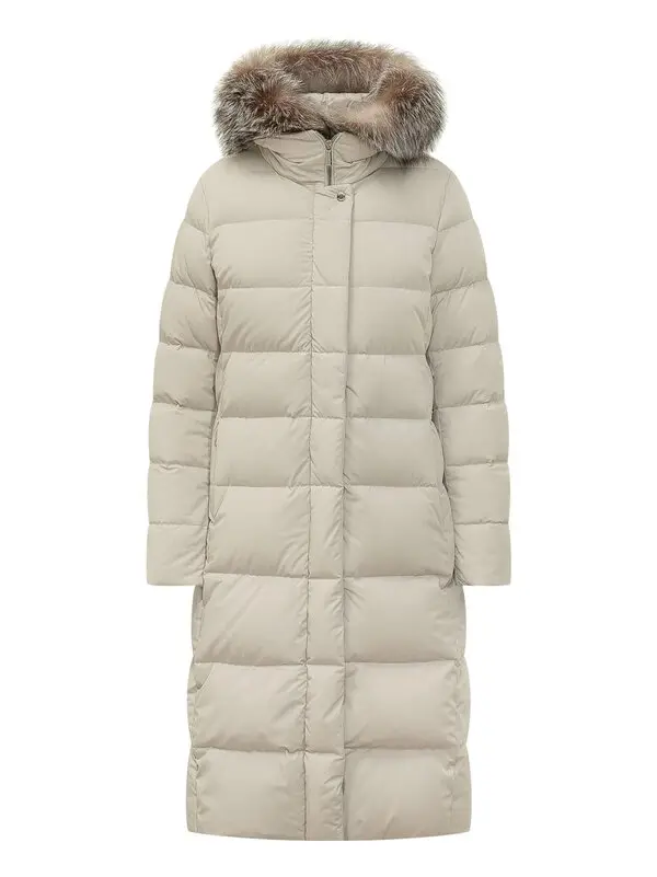 MOORER Zagara-kn Quilted Down Jacket With Fur Hood - Ivory
