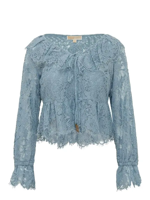 Michael Kors Lace Blouse With Tie Detail - Chambray
