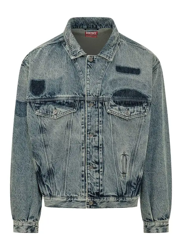 DIESEL® Jacket With Patch Details - Denim