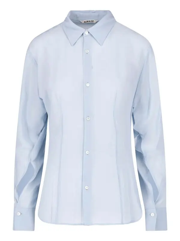 Auralee Silk Button-up Shirt - Light Blue