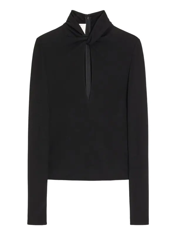 Valentino Garavani Long-sleeve Keyhole Top - Black