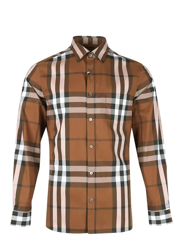 Burberry Check Cotton Poplin Shirt - Brown