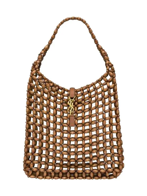 Saint Laurent Le 5 À 7 Beaded Bag - Tan