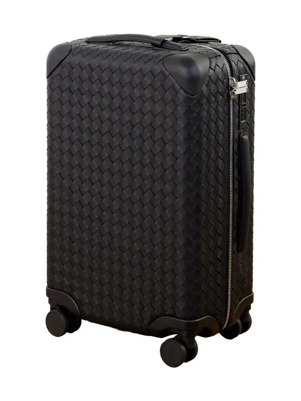 Bottega Veneta Odyssey Intrecciato Leather Suitcase - Black