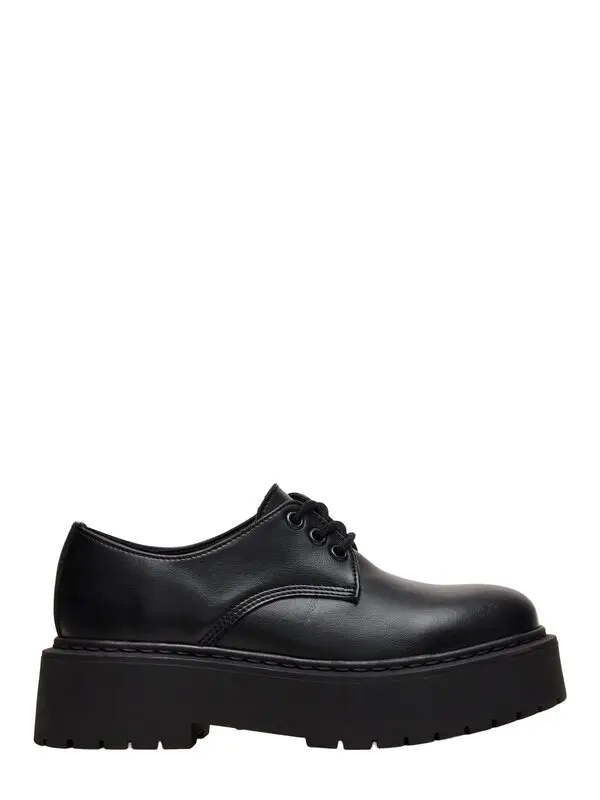 Steve Madden Burney Lace-up Platform Loafers - Black