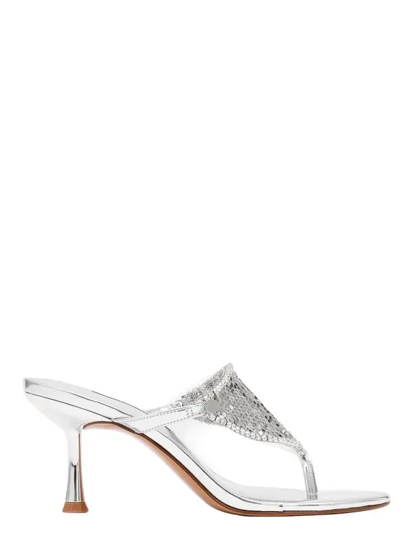 Steve Madden Embellished Thong Heels - Silver