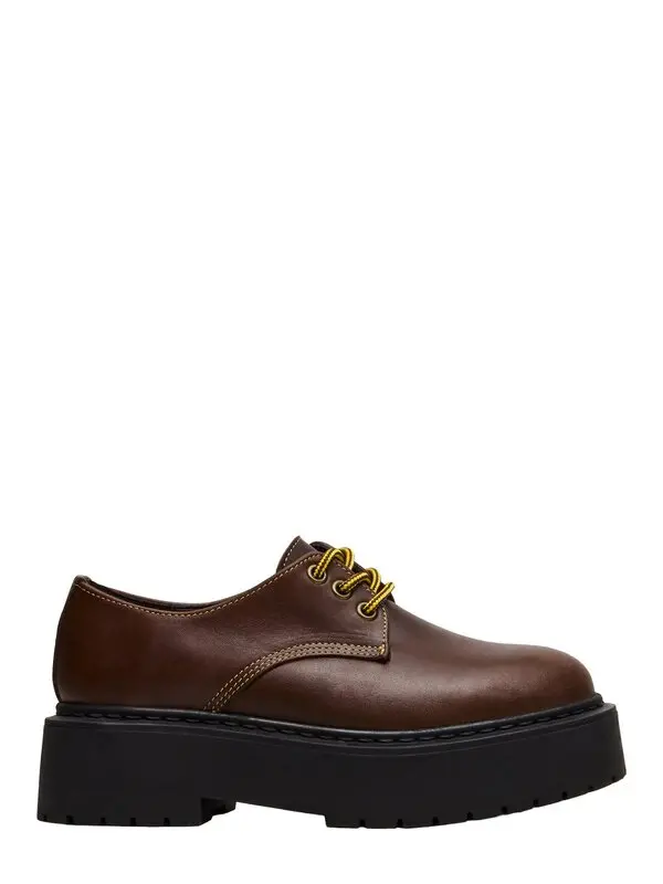Steve Madden Burney Platform Lace-up Loafers - Brown