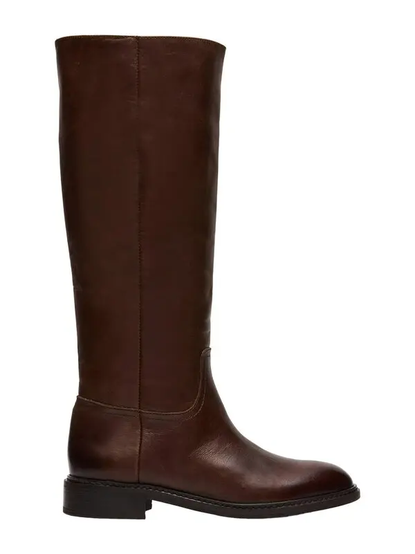 Steve Madden Knee High Leather Boots - Brown