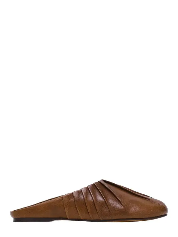 Steve Madden Loom Pleated Leather Mule Flats - Brown