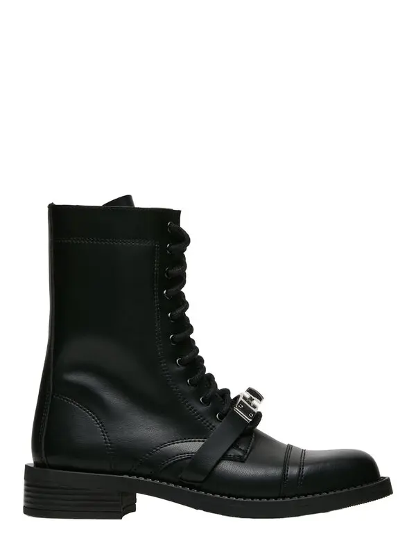 Steve Madden Yuna Lace-up Combat Booties - Black