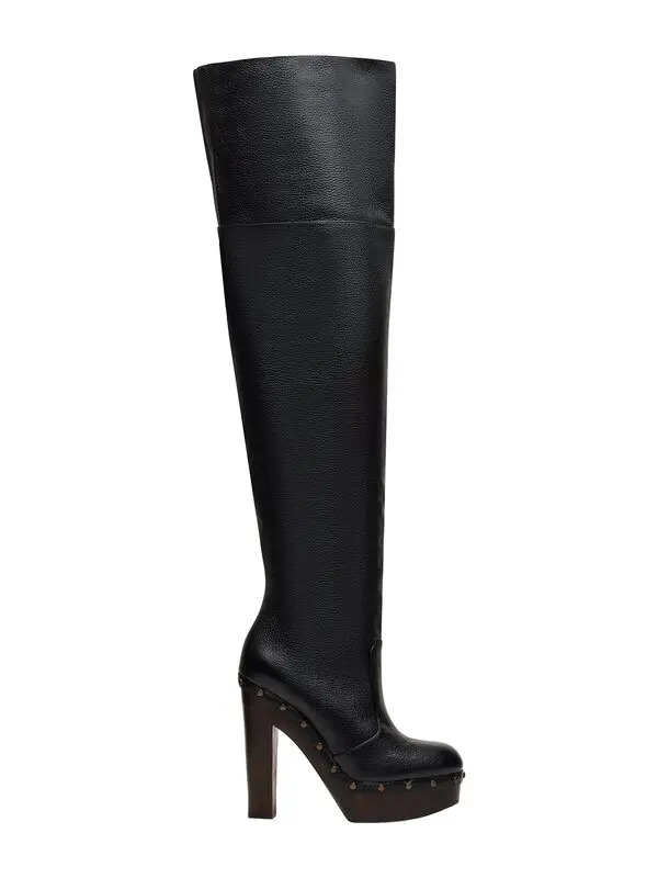 Steve Madden Over-the-knee Block Heel Boots With Studded Detailing - Black