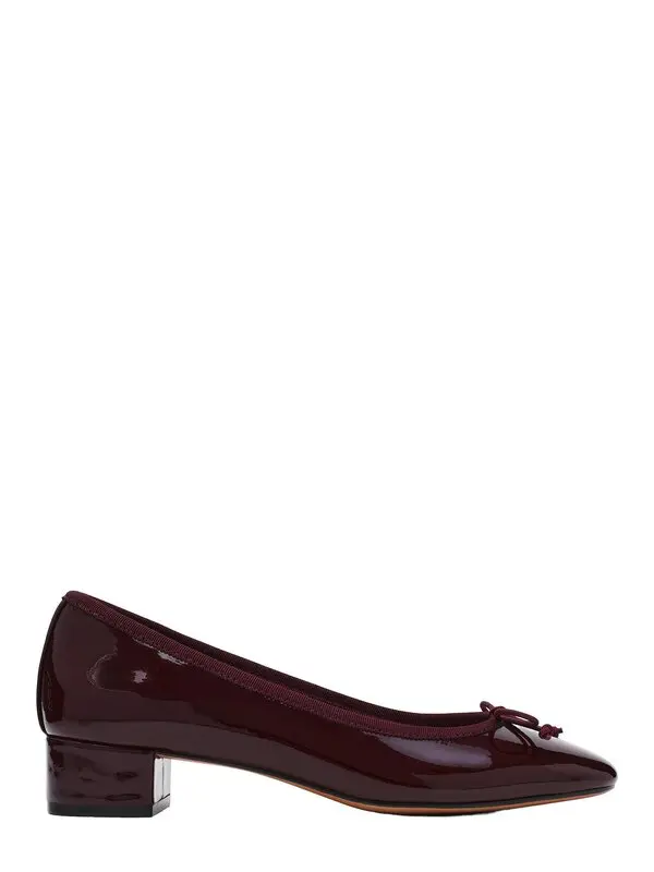 Steve Madden Patent Leather Block Heels With Bow Detailing - Wine
