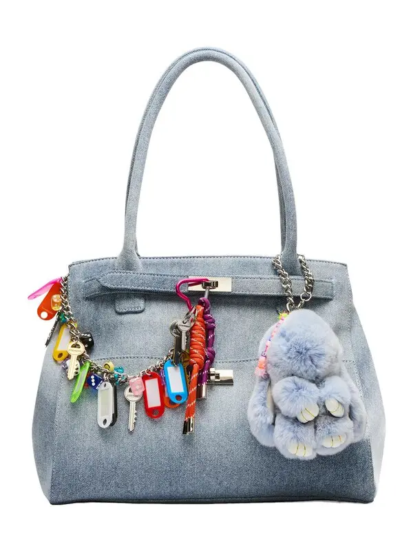 Steve Madden Leilani Tote Bag With Charm Strap - Denim