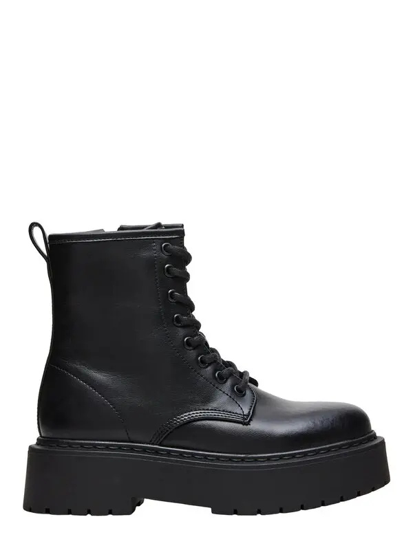 Steve Madden Buffy Lace-up Combat Booties - Black