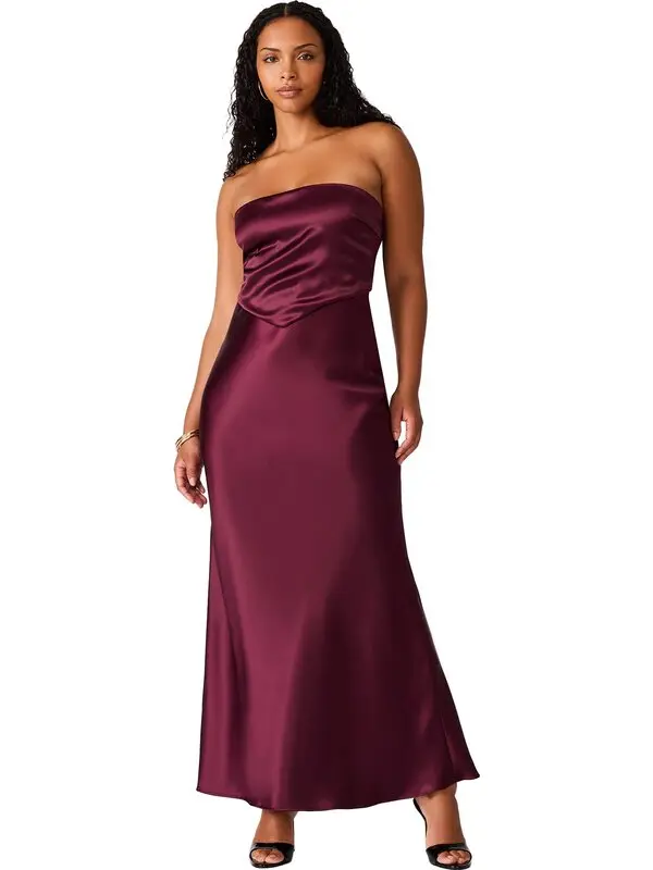 Steve Madden Strapless Maxi Dress - Deep Fig