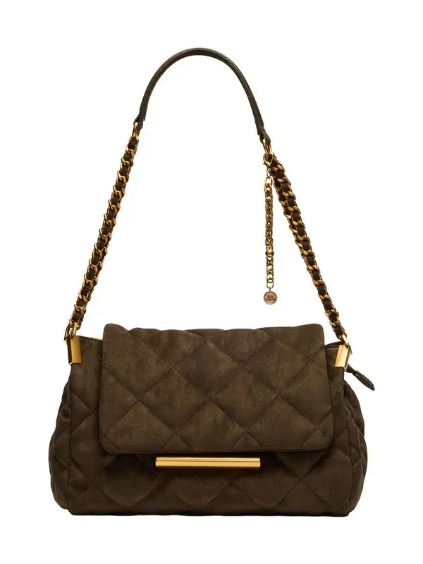 Steve Madden Quilted Shoulder Bag With Chain Strap - Olive