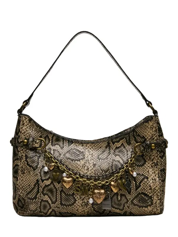 Steve Madden Lianna Slouchy Shoulder Bag With Charms - Bone Multi