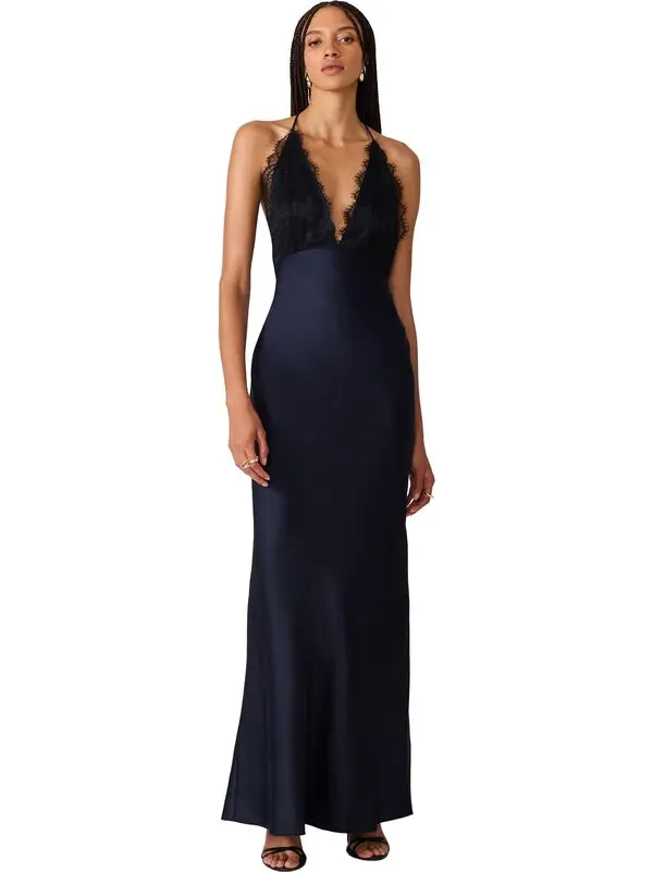 Steve Madden Phia Lace Trim Maxi Dress - Midnight