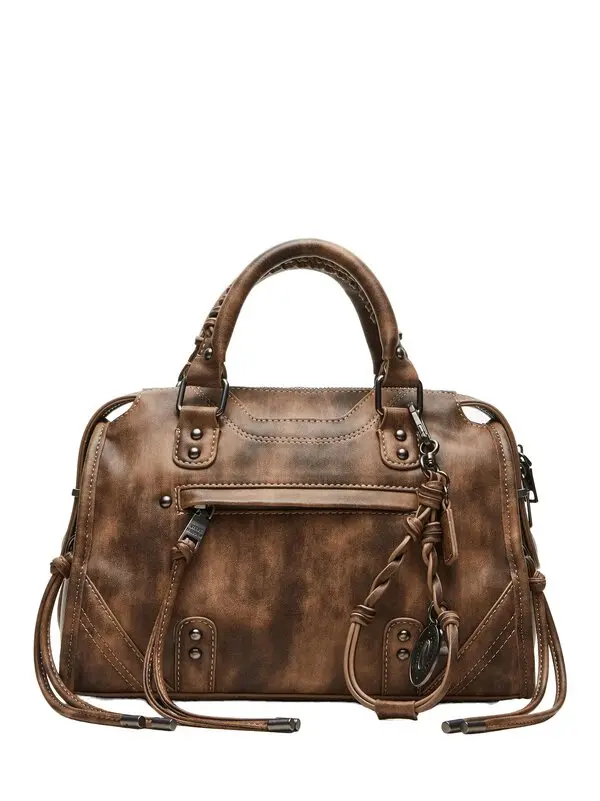 Steve Madden Riggs Satchel Bag - Brown Distressed